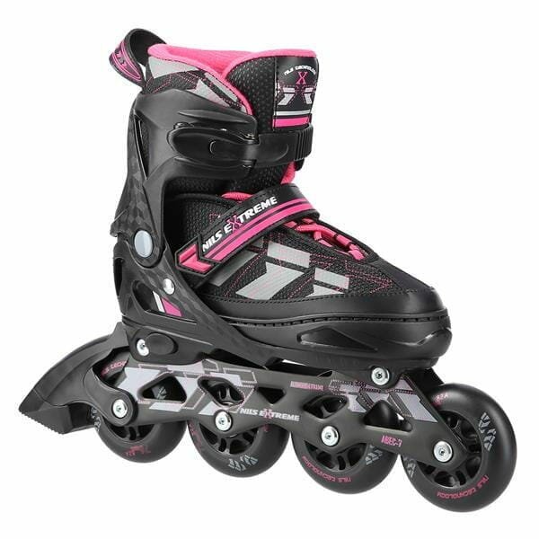 DECATHLON ролики Nils Extreme NA11002, черный/розовый/зеленый, размер 39/42 L