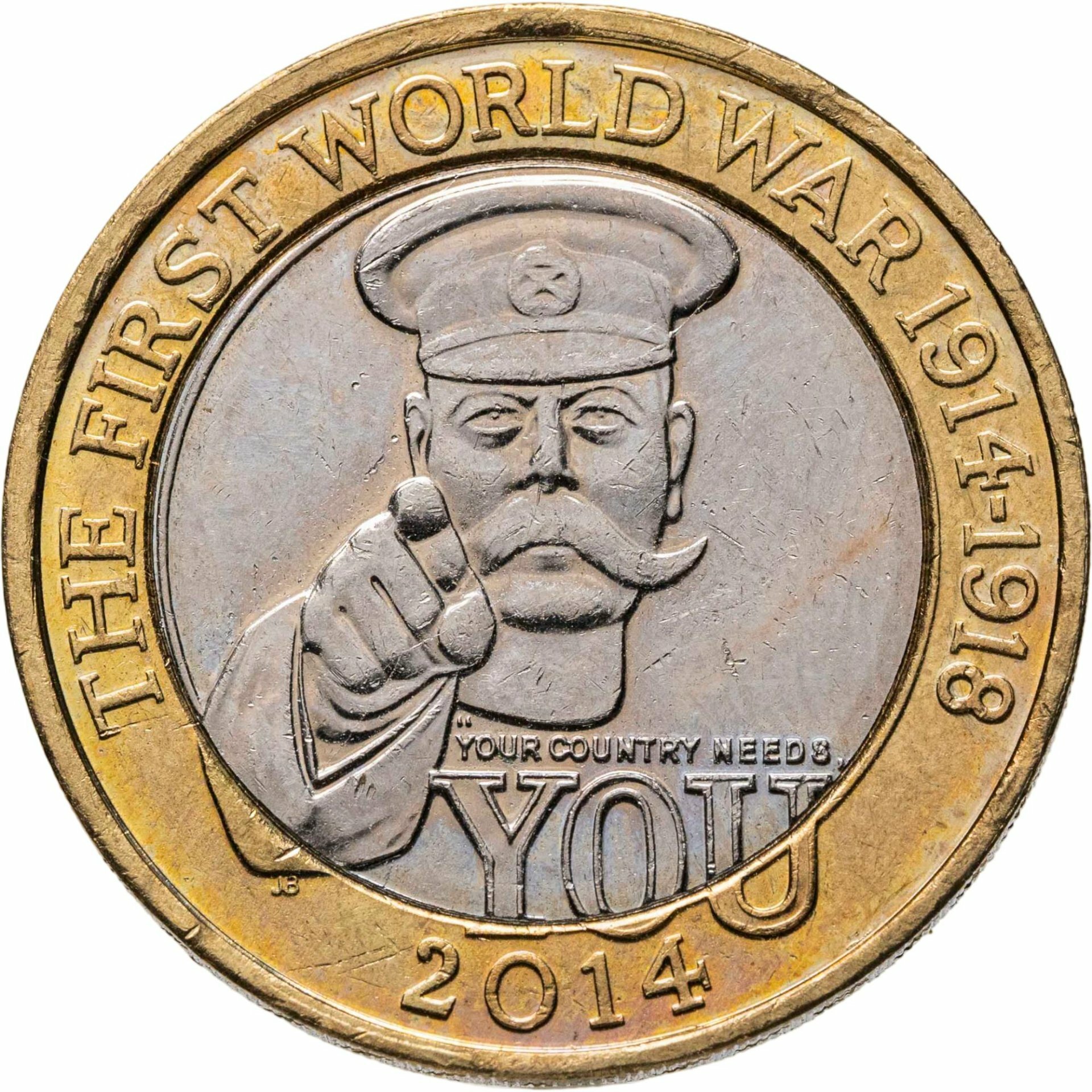 Великобритания 2 фунта pounds 2014 "100-летие с начала Первой мировой войны плакат Китченера", Биметалл, в сохранности AU
