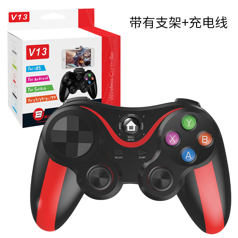 Беспроводная геймпад-контроллер V13 для Switch, iOS, Android, PC, P3, P4 - Красный, Bluetooth, Совместимость с