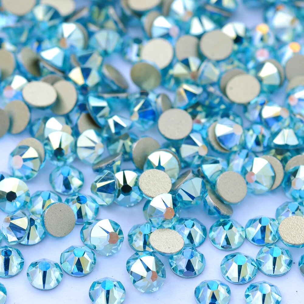 Стразы YANRUO AB Shimmer для ногтей Синий, SS20-1440Pcs, Aquamarine AB