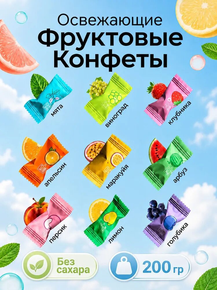 Конфеты освежающие без сахара витамин С