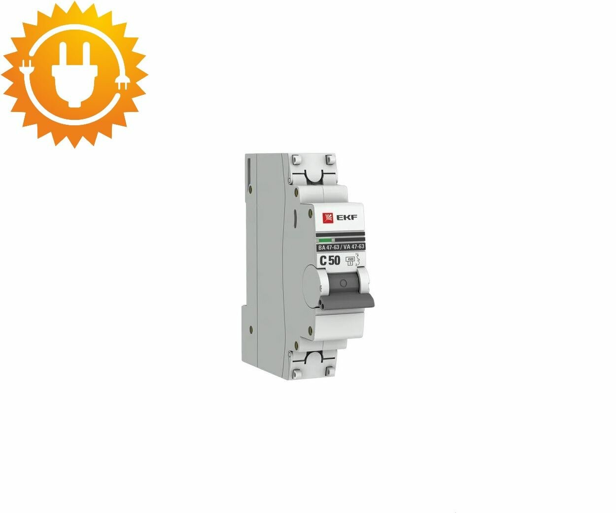 Автоматический выключатель 1P 50А (C) 4,5kA ВА 47-63 EKF PROxima mcb4763-1-50C-pro