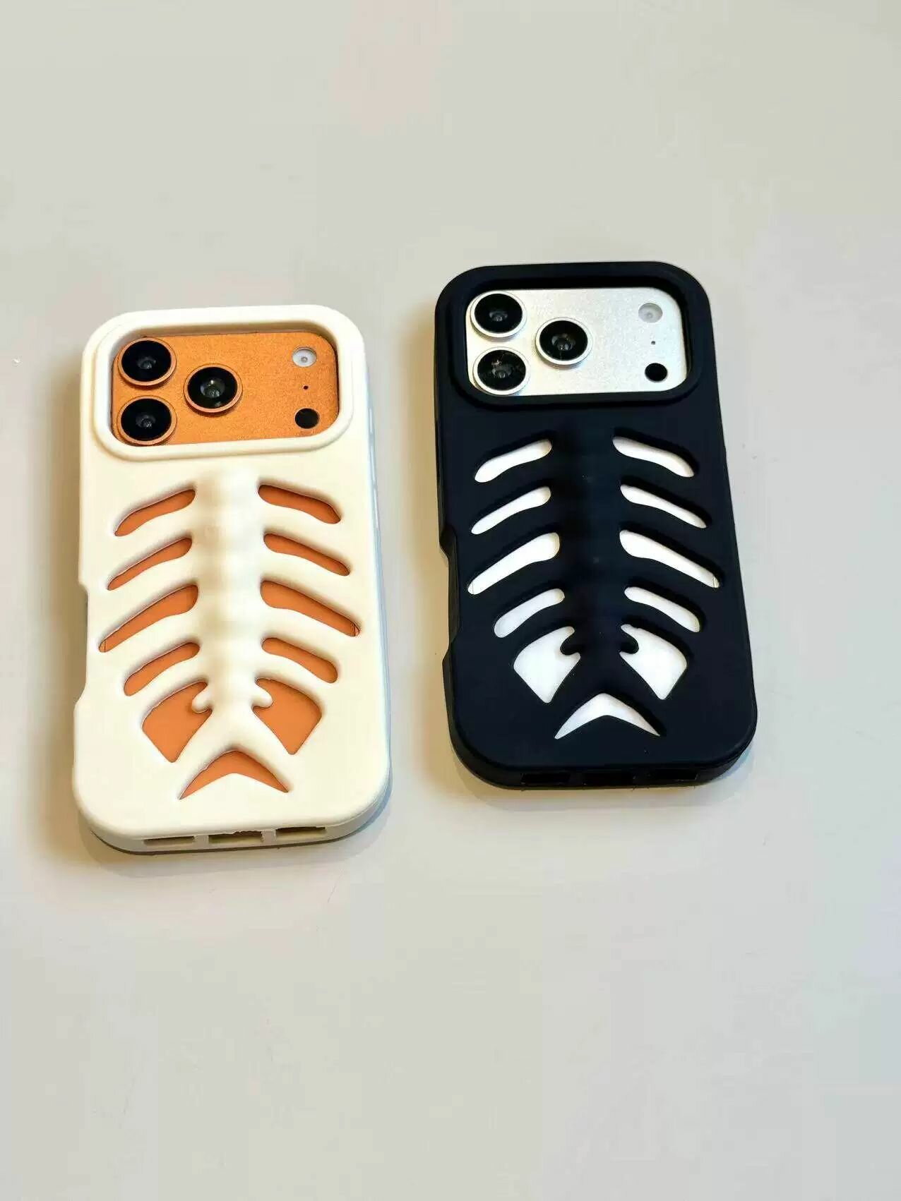 Чехол для iPhone с перфорированным рисунком рыбьего скелета, мягкий силикон, противоскользящий