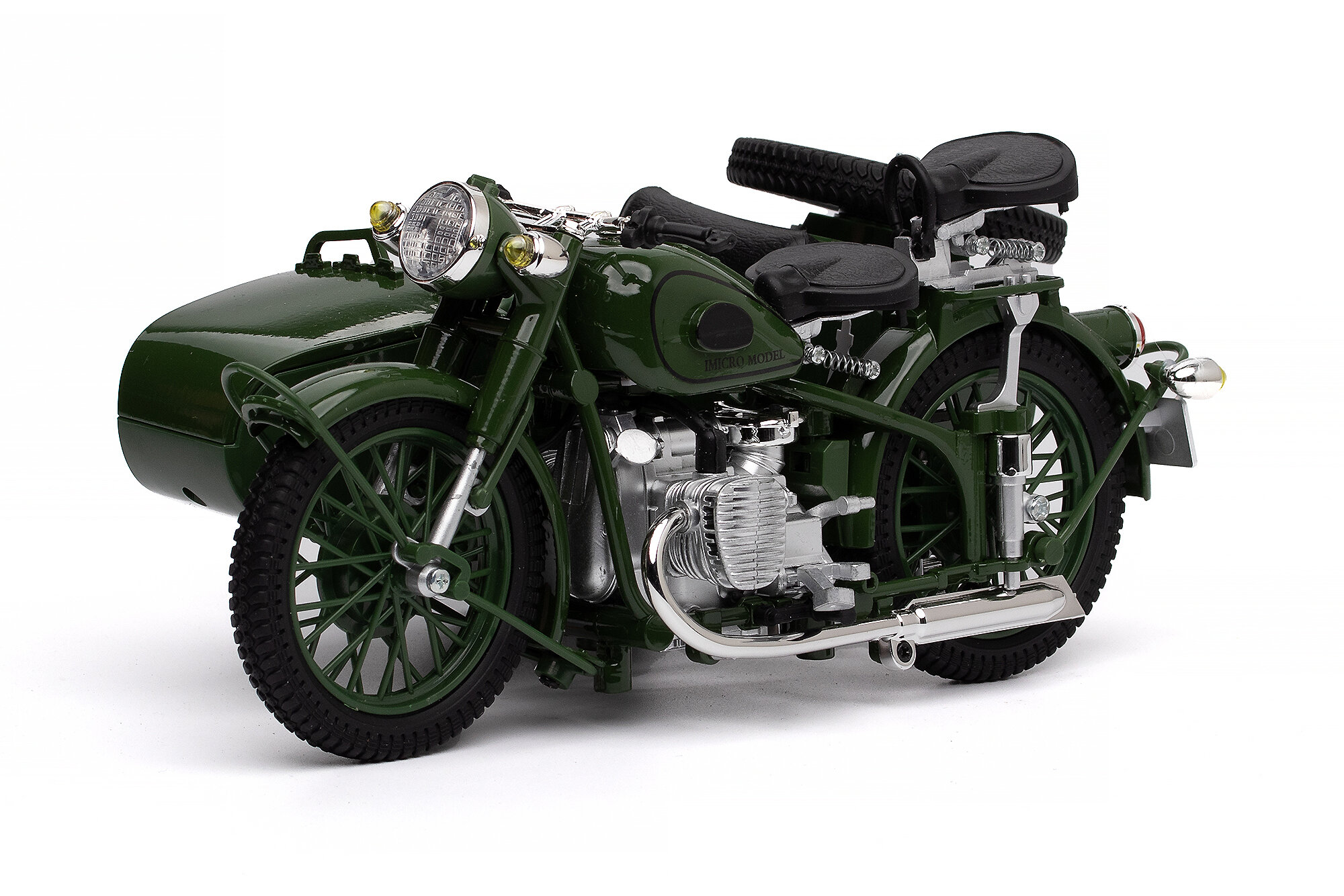 ММЗ-72 (копия бмв R71) 1941-1960 советский тяжёлый мотоцикл зеленый (длина 24 см без картонного бокса)