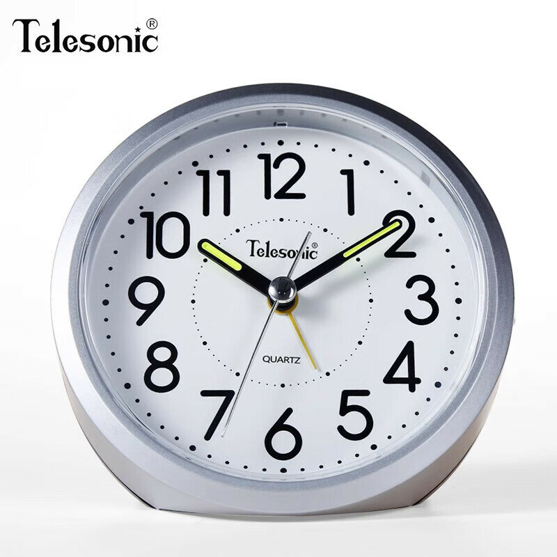 Настольный будильник Telesonic с ночником и громким звонком для студентов и подростков - тихий настольный будильник для