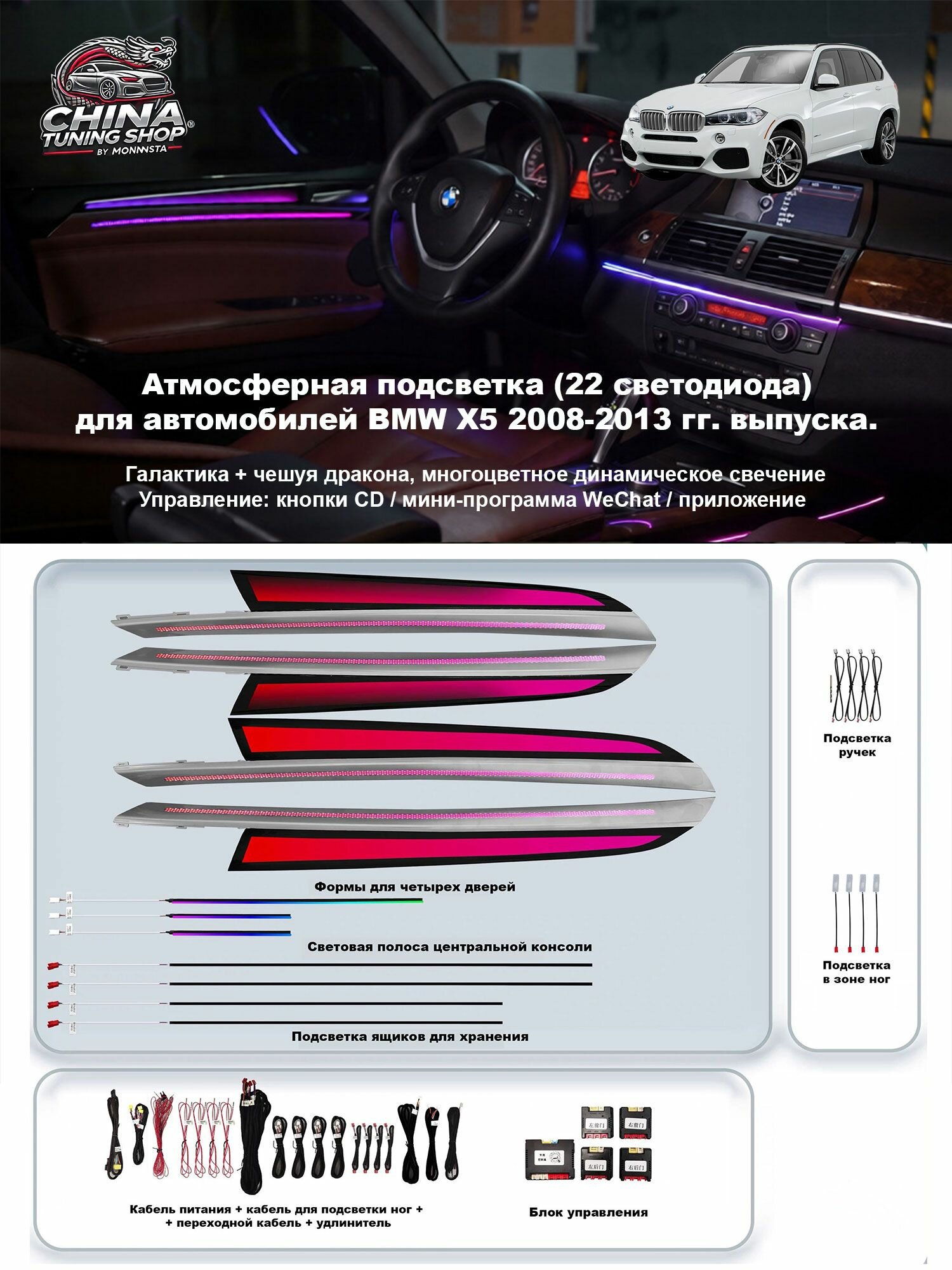 Контурная подсветка для BMW X5 E70, 1 комплект