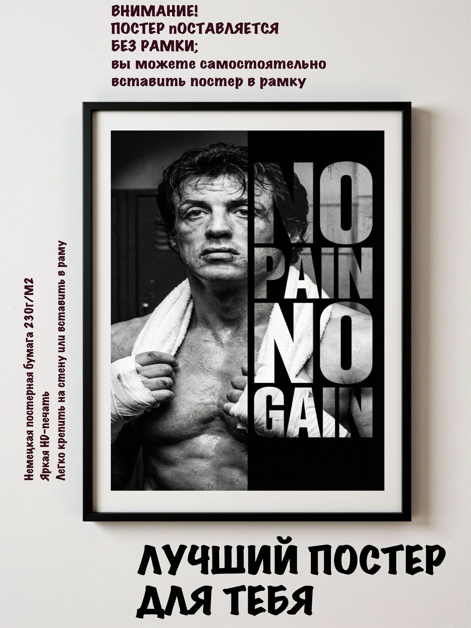 Постер интерьерный - No pain - No gain — фото 1
