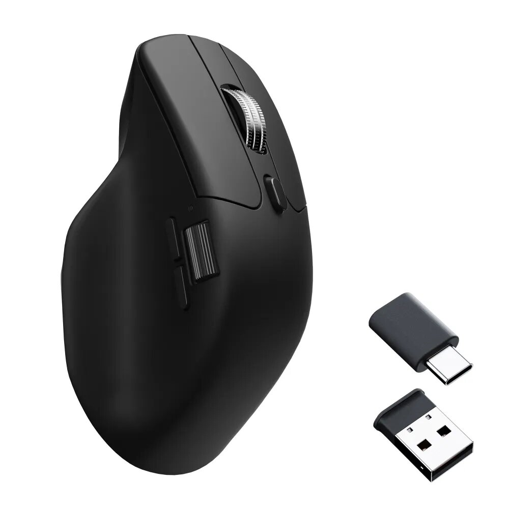 Keychron Игровая мышь беспроводная M6 - 3 типа подключения, 1000 Гц, металлическое колесо прокрутки, черный, черно-серый