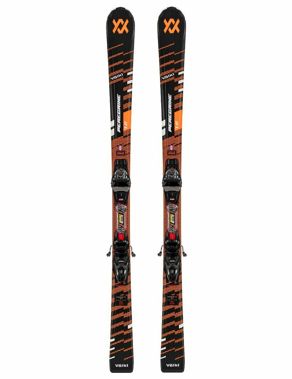 DECATHLON Лыжи горные V lkl Peregrine 7.6 с креплением Marker FDT 10 GRIP WALK, черно-оранжевый, 140 см