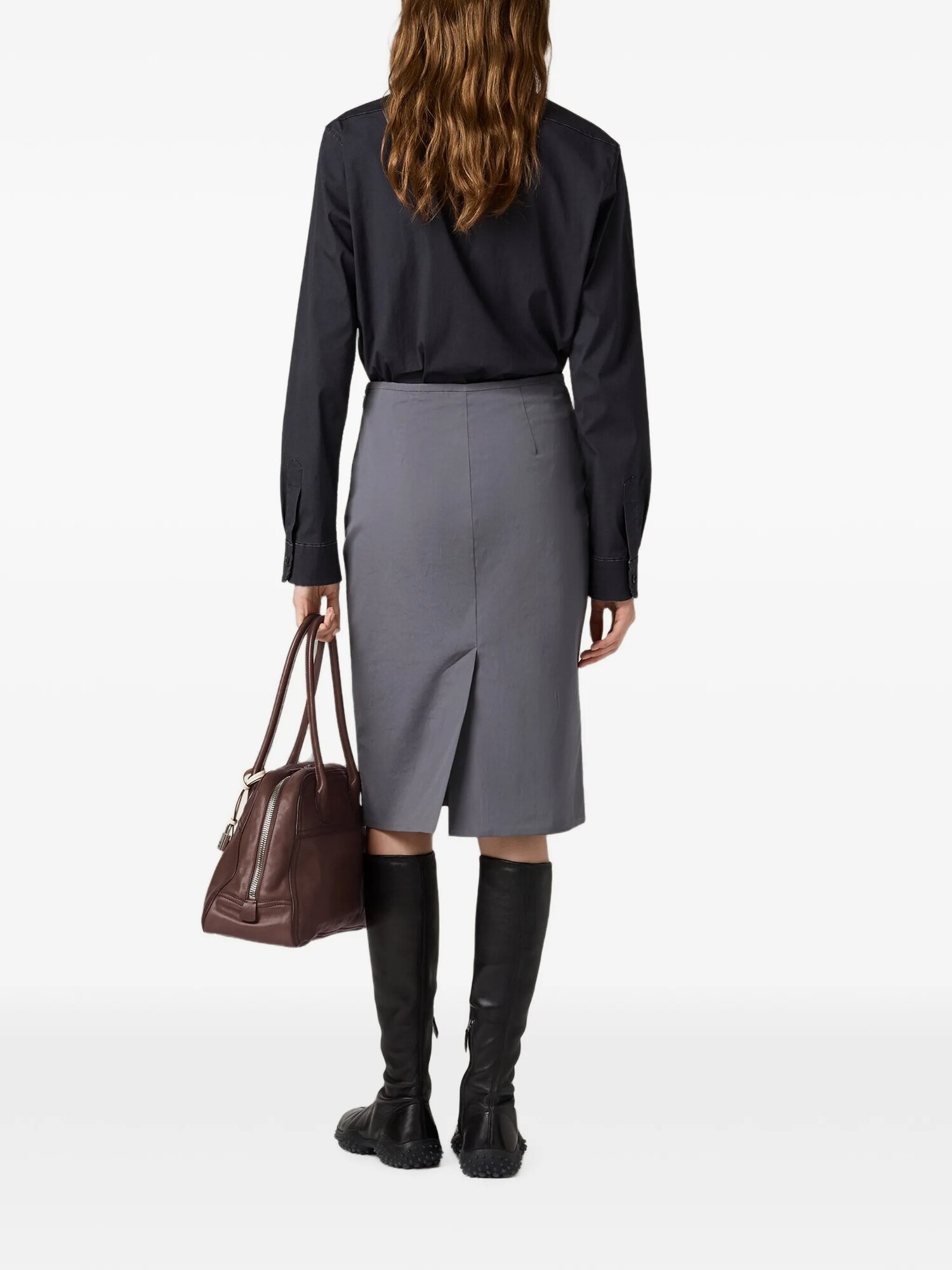 Юбка Miu Miu Stretch poplin skirt, размер 38, серый — фото 1