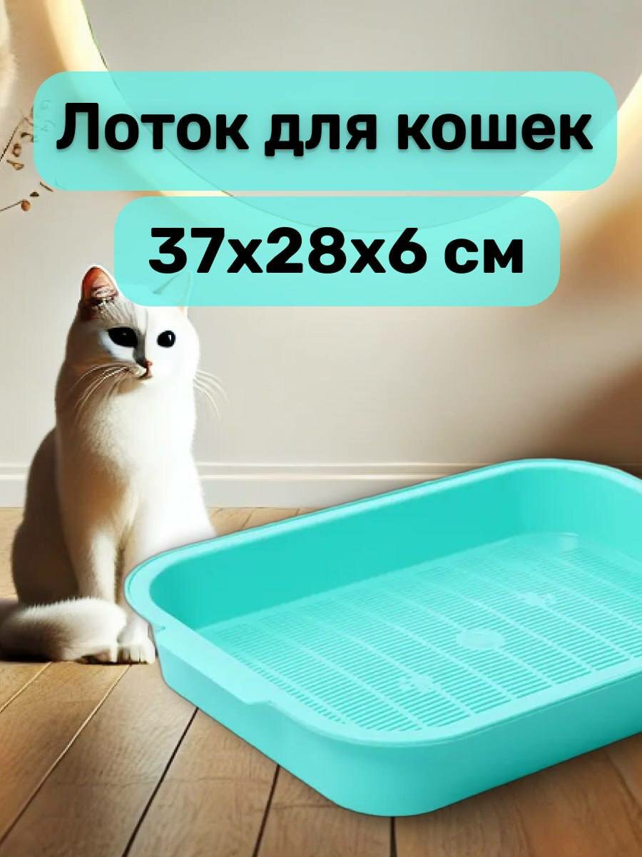 Туалет NIXIE Для Кошек Пластиковый с Сеткой Бирюзовый