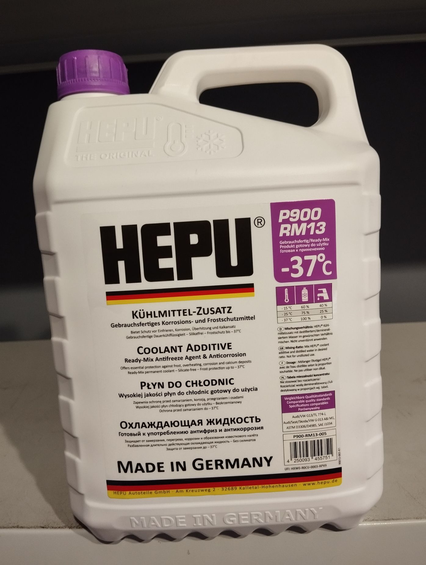Hepu Антифриз до -37°С, 5 л