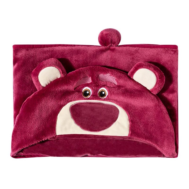 Плед Miniso Strawberry Bear с капюшоном, офисный плед для кондиционированных помещений, накидка из кораллового флиса,