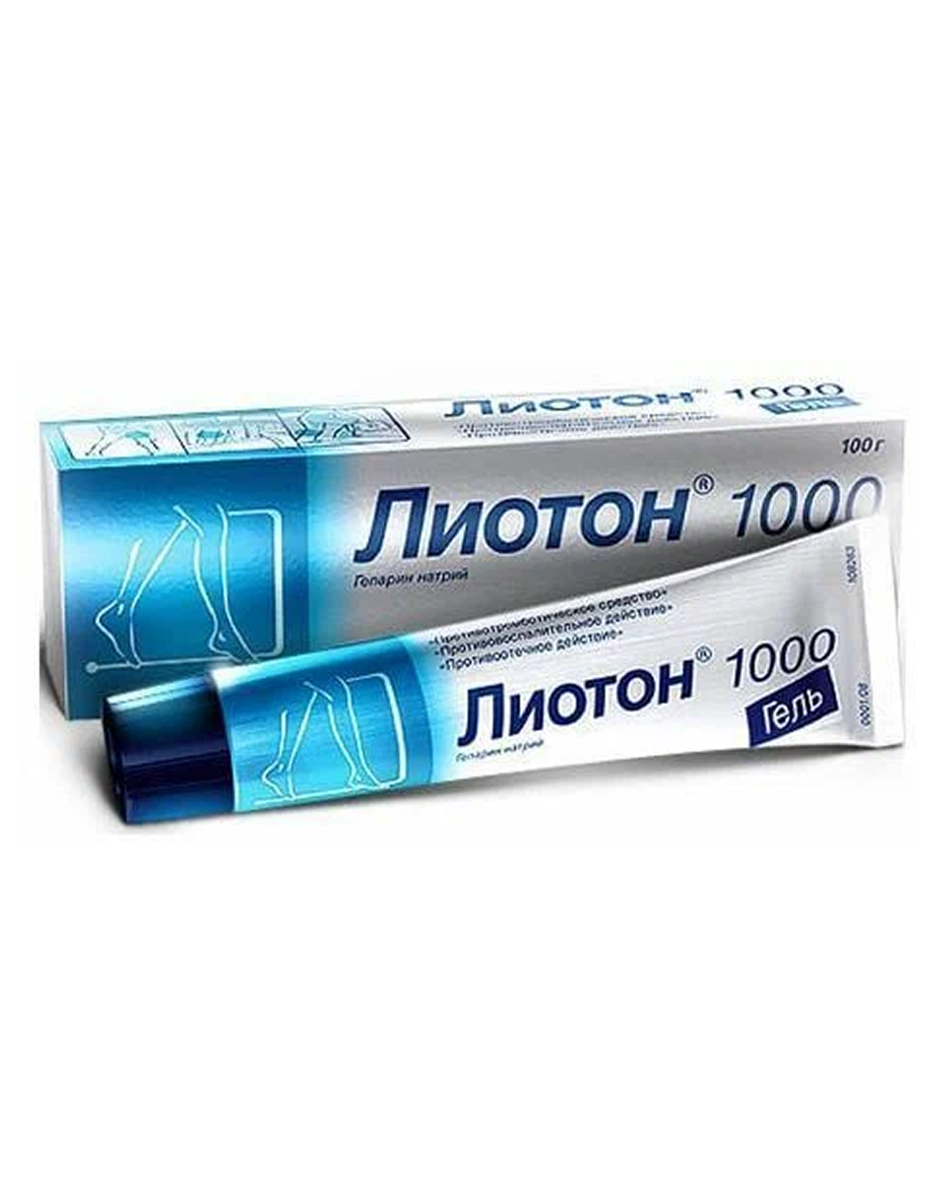 Лиотон 1000, гель 1000 МЕ/г, 100 г при заболевания поверхностных вен.