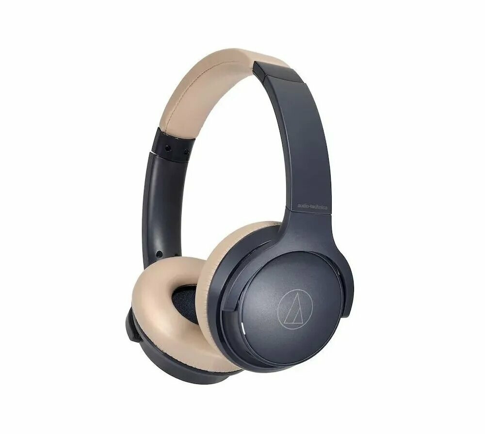 Наушники беспроводные с микрофоном Audio-Technica ATH-S220BT, бежевый, темно-синий