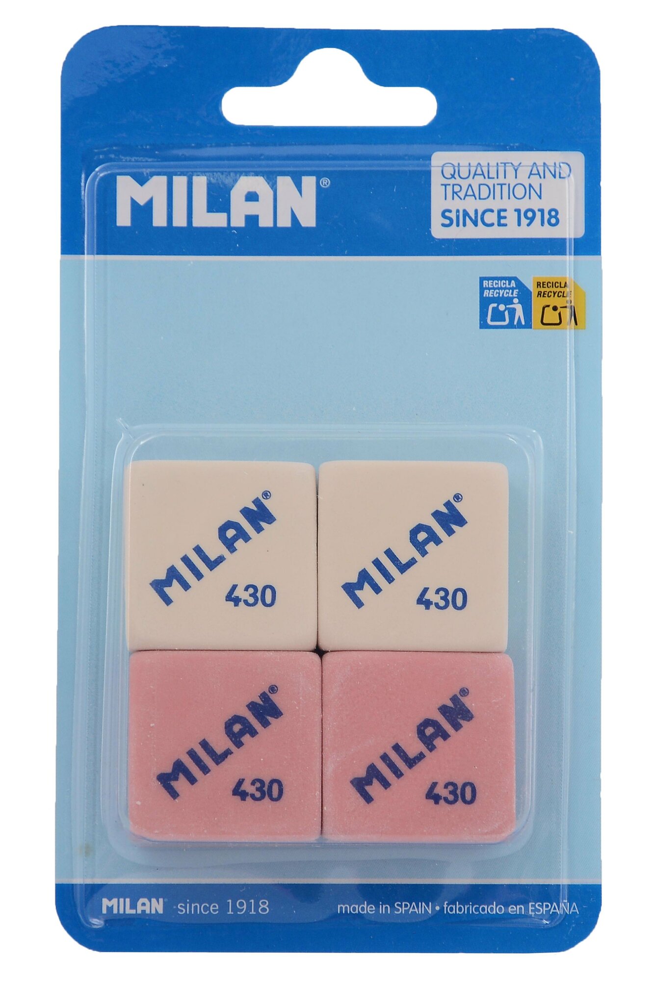 Ластики 04шт "430" квадратные, инд. уп, Milan