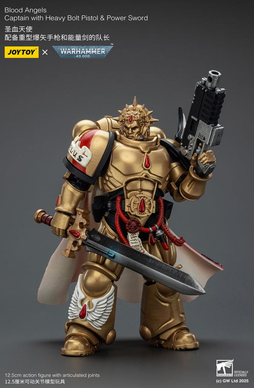 Фигурка JOYTOY Warhammer 40000 Blood Angels Captain with Heavy Bolt Pistol & Power Sword