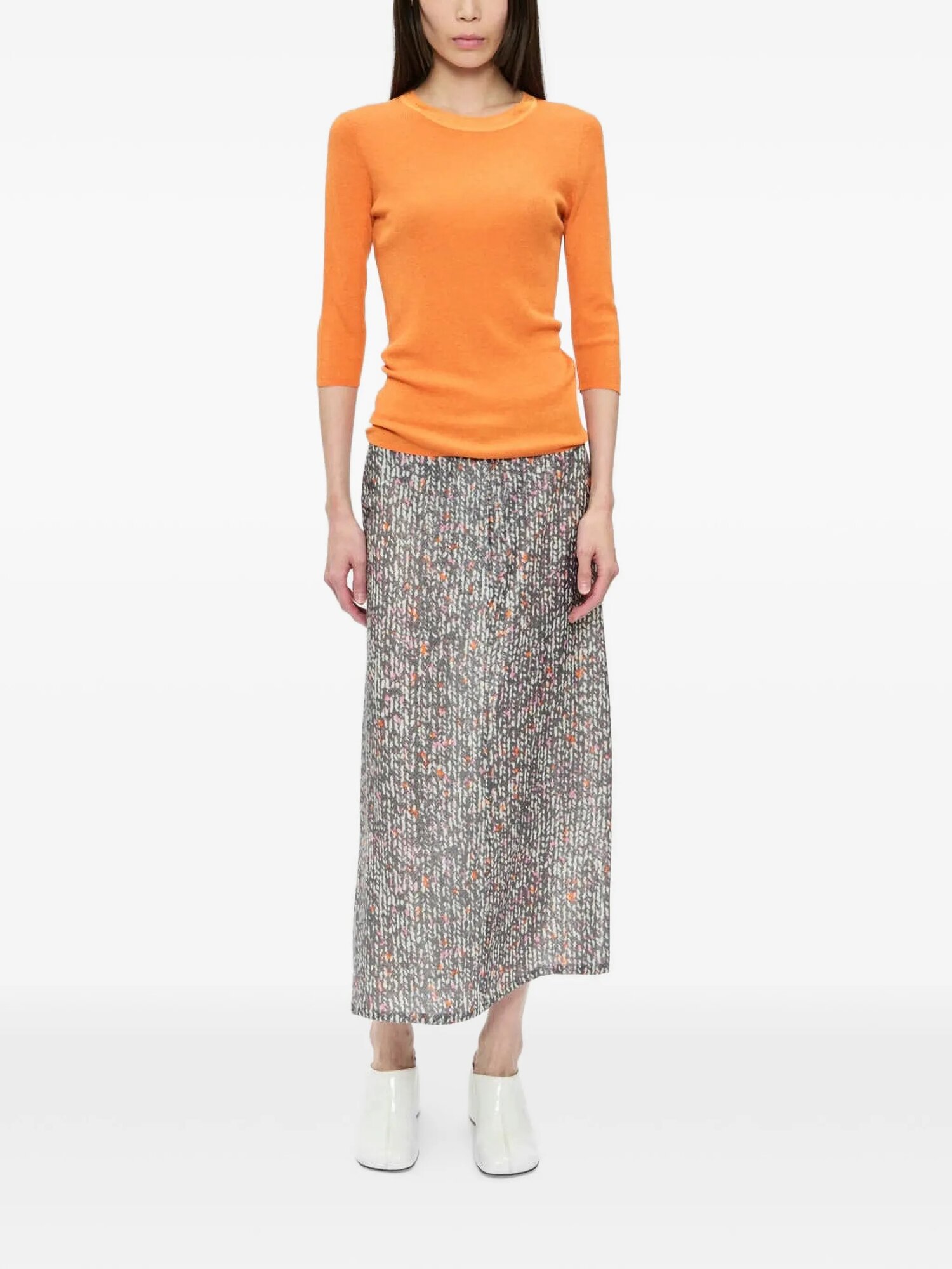 Юбка 6397 Printed midi skirt, размер 46, серый — фото 1