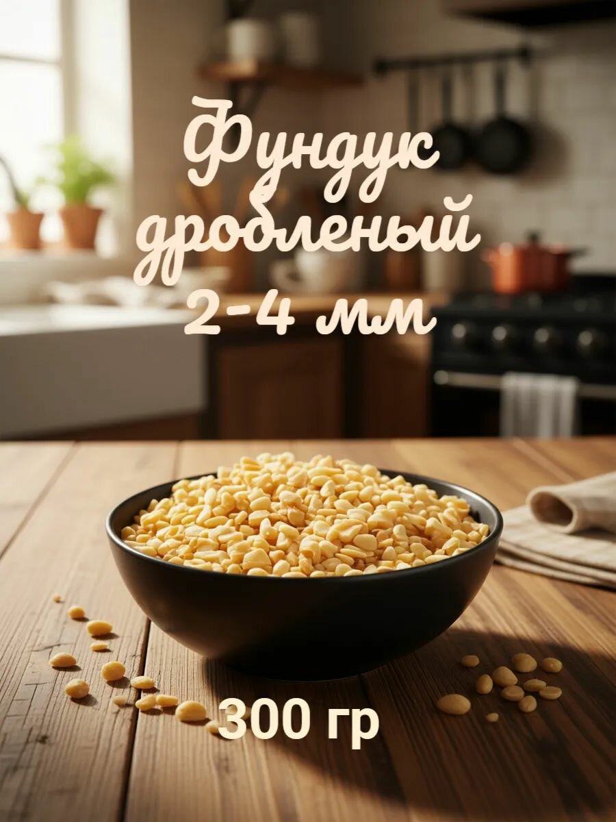 Фундук дробленый кондитерский 2-4 мм 300 гр