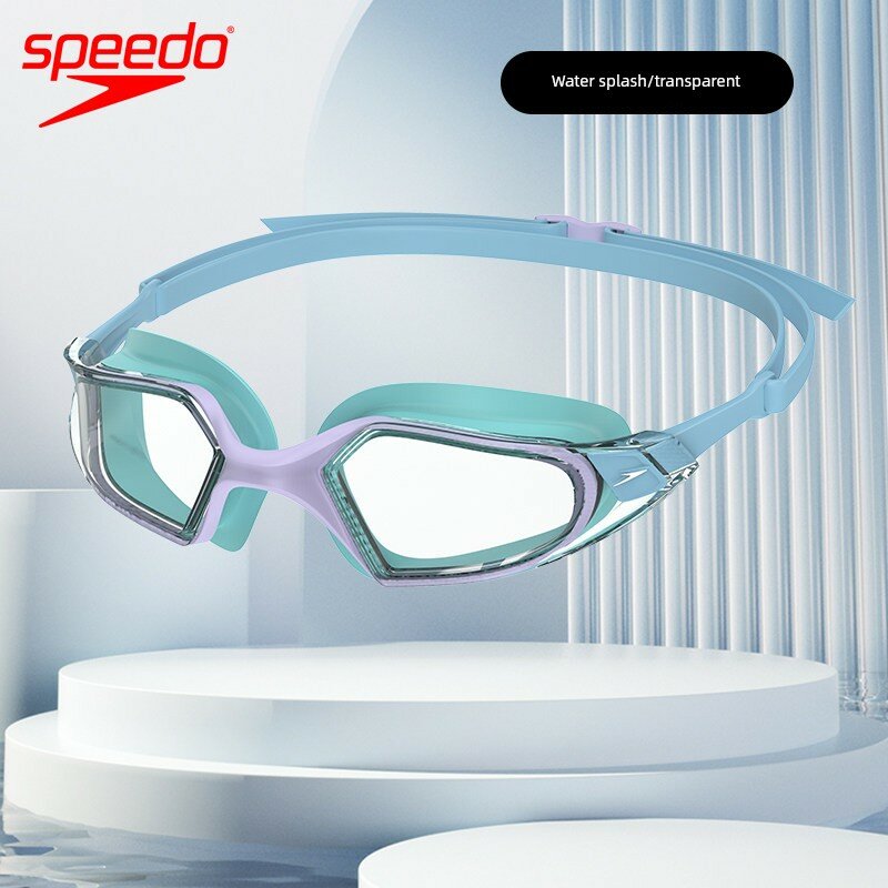 Спорт-очки Speedo с широким обзором, противотуманные, без покрытия, водяные брызги/прозрачные, удобная большая рамка