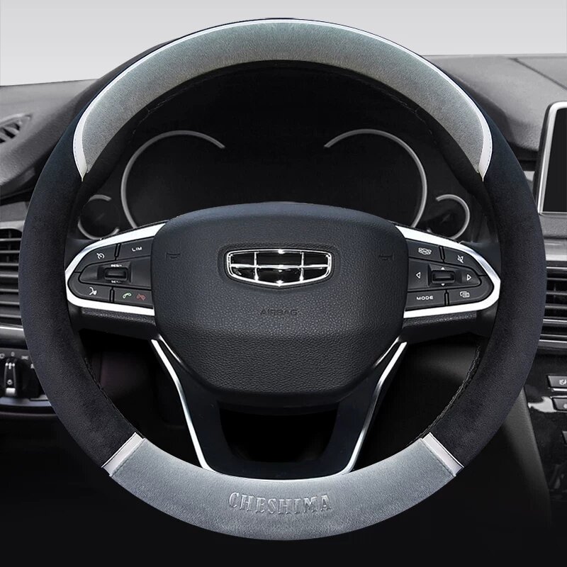 Зимний велюровый чехол для руля круглой формы серый модель 066 под Geely Yizheng X3/X6 Bo Yue L Dihao S Binyue Xingyue