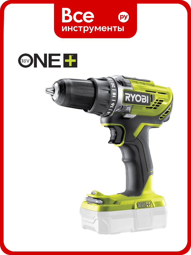 Дрель-шуруповерт Ryobi ONE+ R18DD3-0 без аккумулятора в комплекте 5133002889