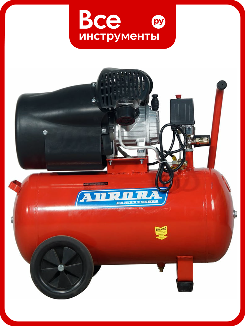 Поршневой масляный компрессор Aurora GALE-50 6765 с производительностью 412 л/мин, рабочим давлением 8 бар и объемом рес