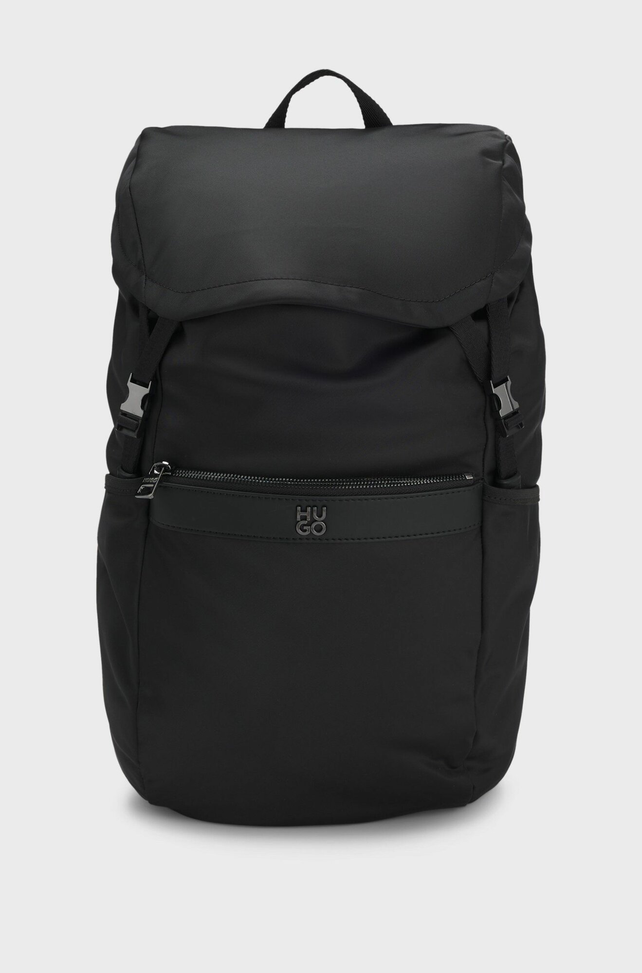 Рюкзак из саржи с вертикальным логотипом HUGO BOSS, размер 28 x 45 x 12,5 см, цвет черный