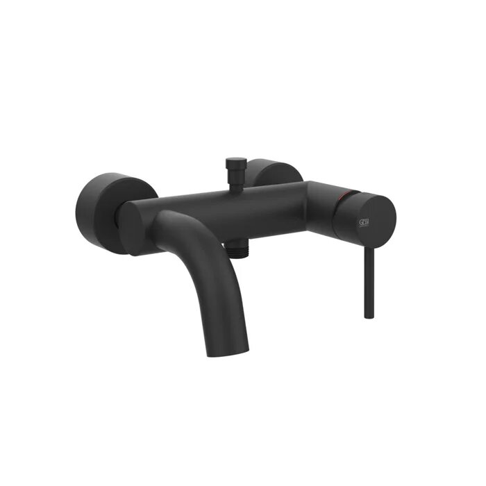 Смеситель для ванны с душем Gessi 18613 настенный, однорычажный, черный, матовый, латунный, без лейки, с керамическим картриджем