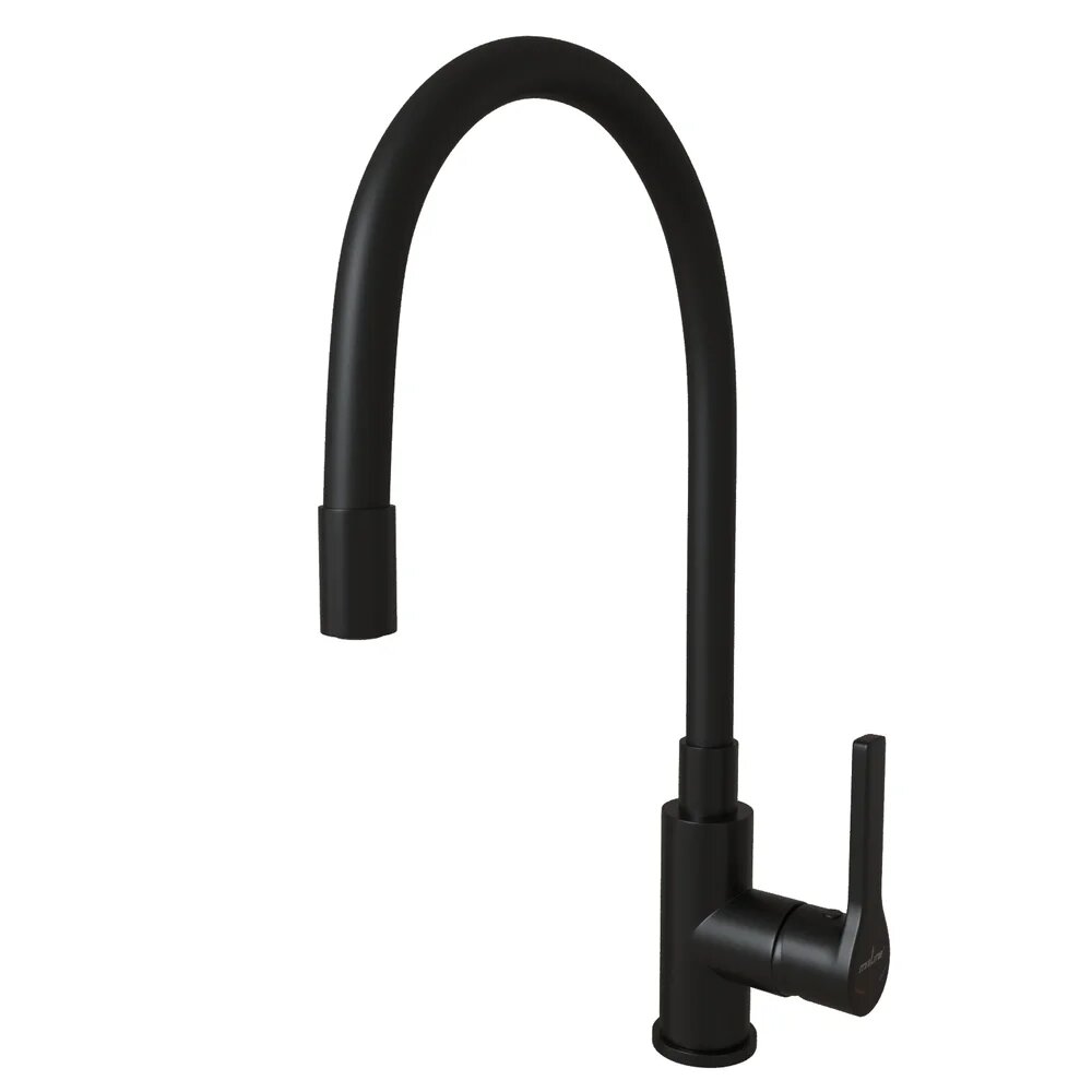 Смеситель для кухни 35k MIXLINE ML23-097 "Round Black" гибкий излив боковая ручка ручка черный