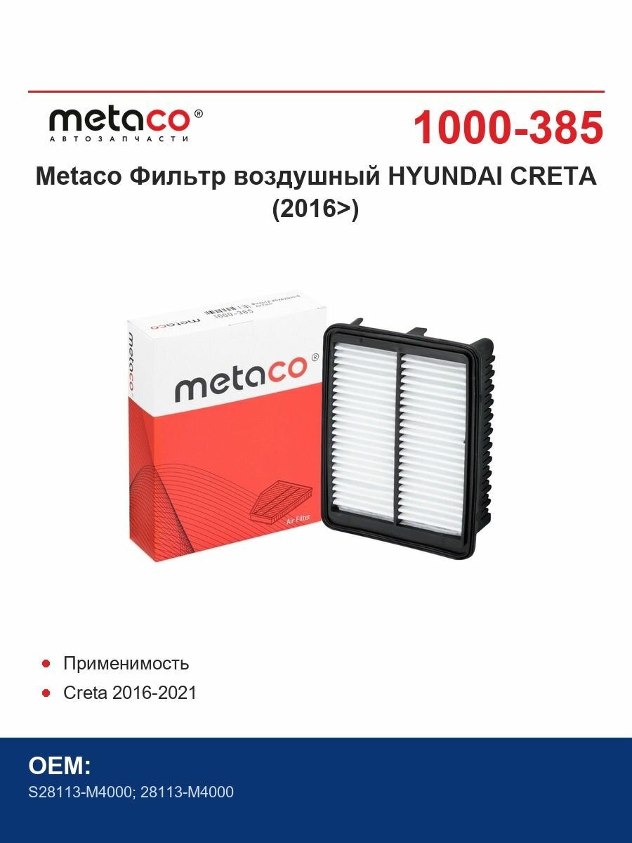 Metaco Фильтр воздушный HYUNDAI CRETA (2016>)