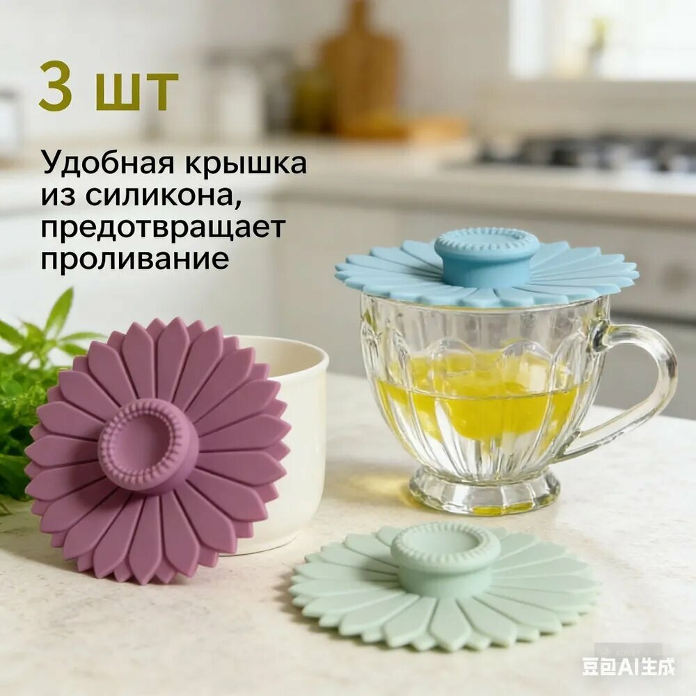 Крышка для кружки, чашки, стакана, 3 шт, диаметр: 10.4 см