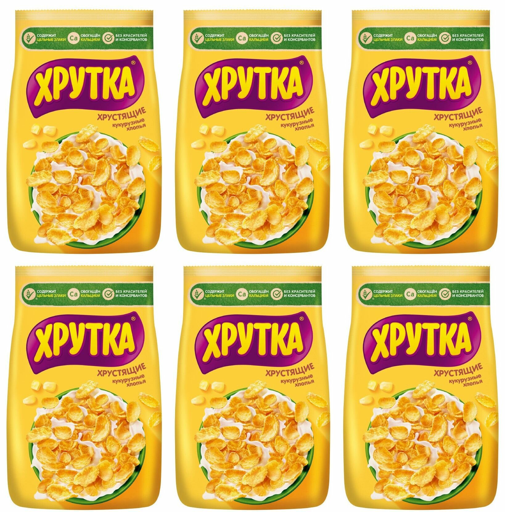 Хрутка Хлопья кукурузные хрустящие, 290 г, 6 шт