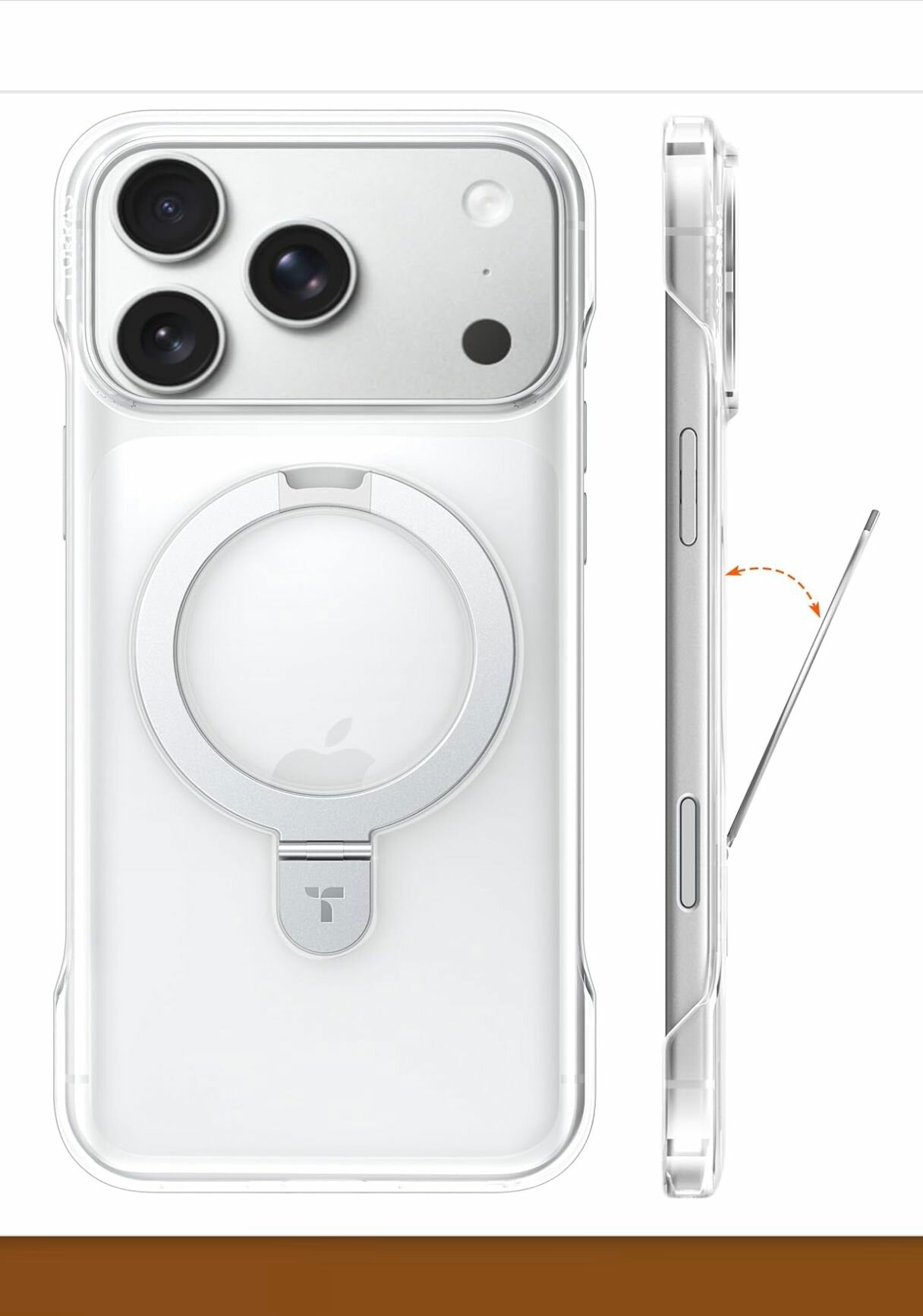 TORRAS Ostand Slim это прозрачный чехол для iPhone 17 Pro Max, оснащенный улучшенной магнитной подставкой, совместимый с MagSafe, безрамочный дизайн, тонкий, открытый край и минималистичный стиль.