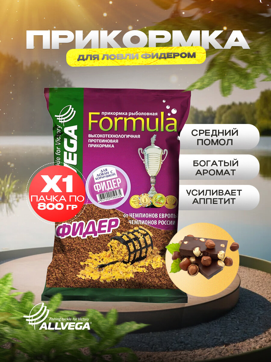 Прикормка для рыбалки ALLVEGA Formula на фидер 1 пачка 0,8кг