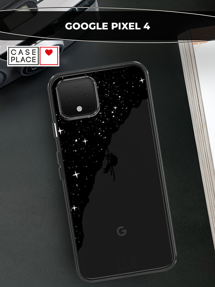 Чехол на Google Pixel 4 / Гугл Пиксель 4 с принтом Скалолаз в космосе, прозрачный