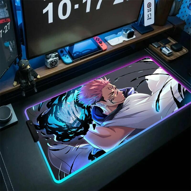Коврик для мыши Satoru Jujutsu Kaisen, игровой, нескользящий, с RGB-подсветкой