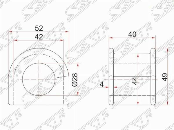 Втулка стабилизатора SAT ST-48815-26171 Toyota Hiace 89-04 Перед/ 28.00
