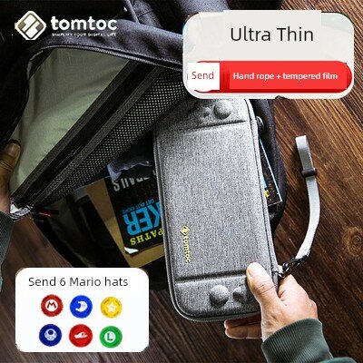 Чехол Tomtoc, для Nintendo Switch, с закаленным стеклом, серый