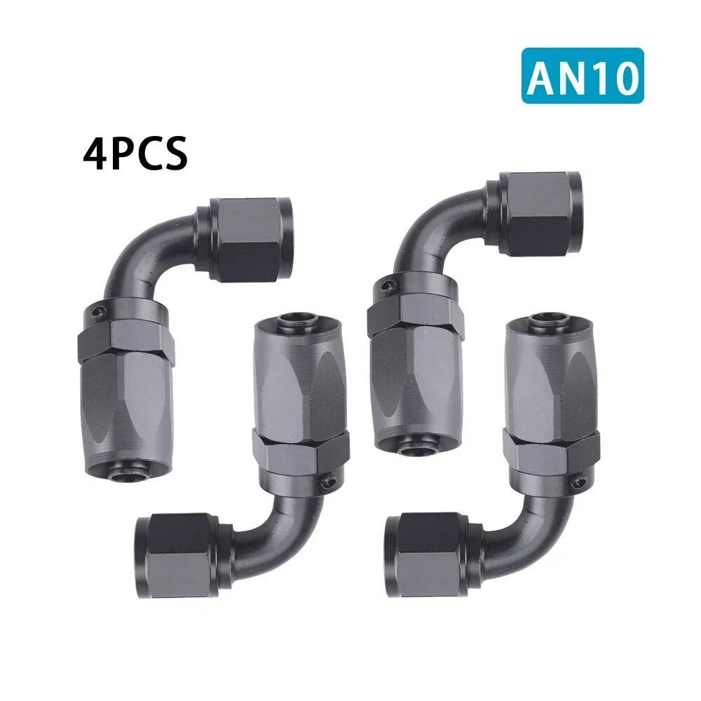 4 x AN10 90° поворотный фитинг для шланга