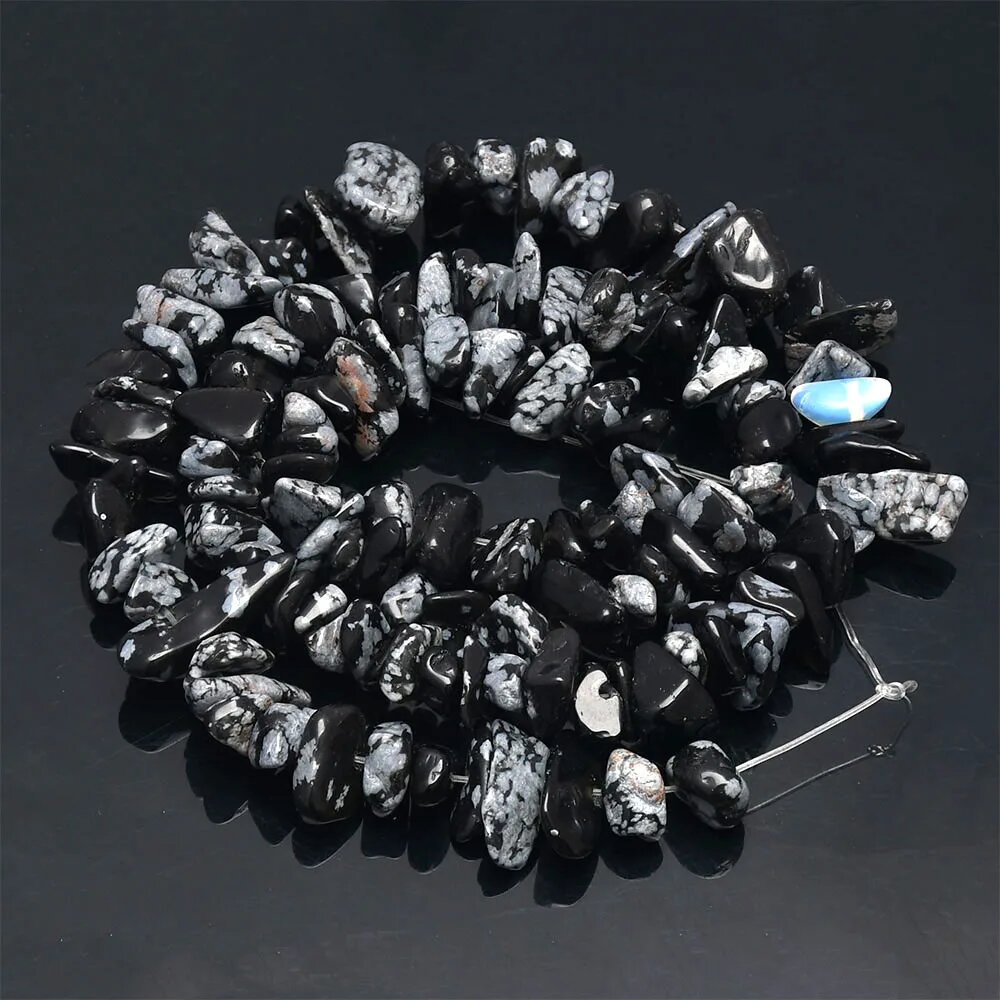 Бусины Snowflake, черный агат, 5-8 мм, 16 дюймов