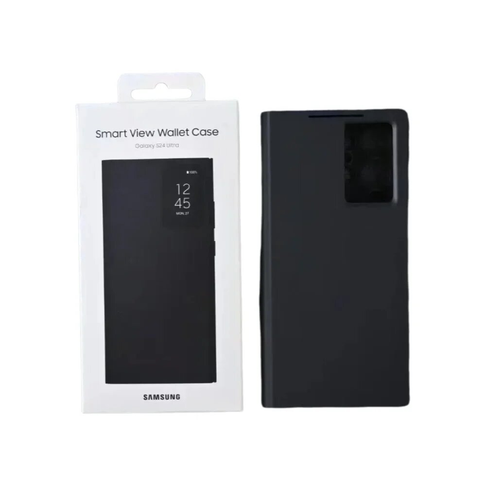 Кожаный чехол Smart Clear View для Samsung Galaxy S24 Ultra Flip Standable, Черный, Black