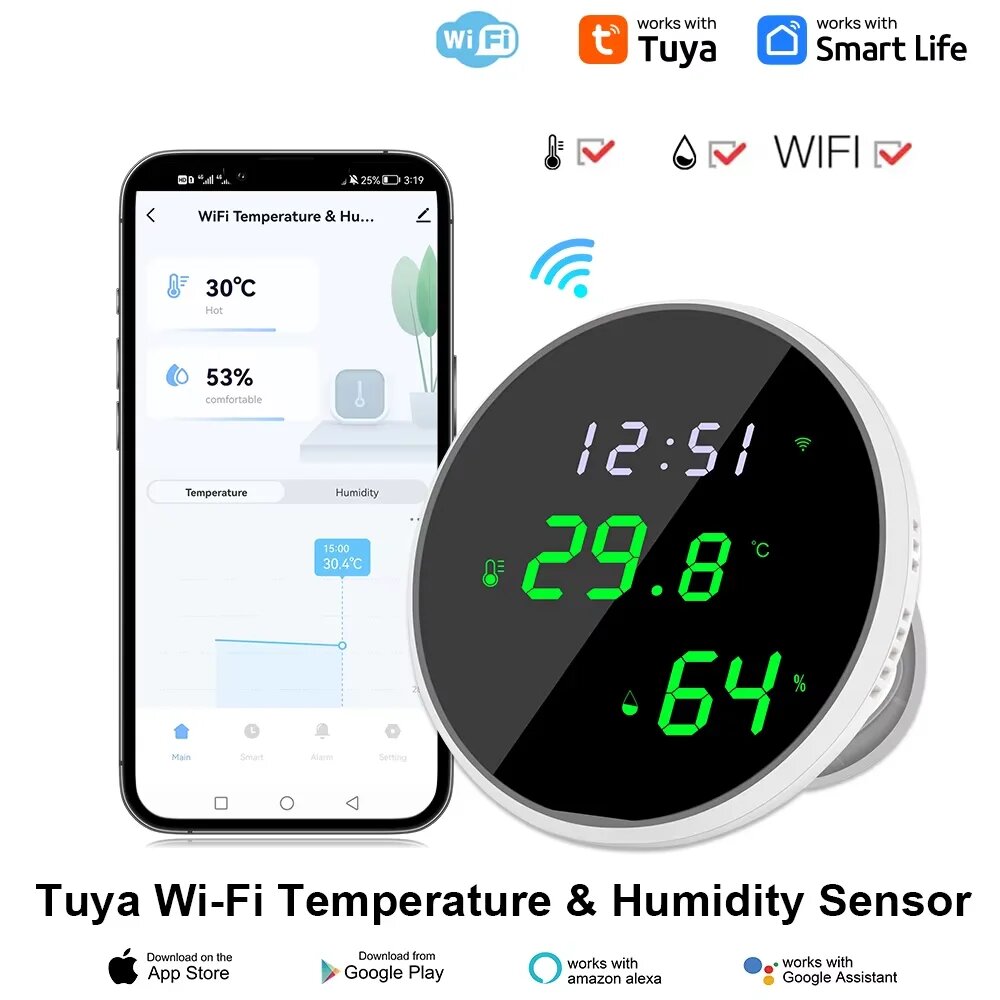 ONENUO Умный термометр-гигрометр Tuya