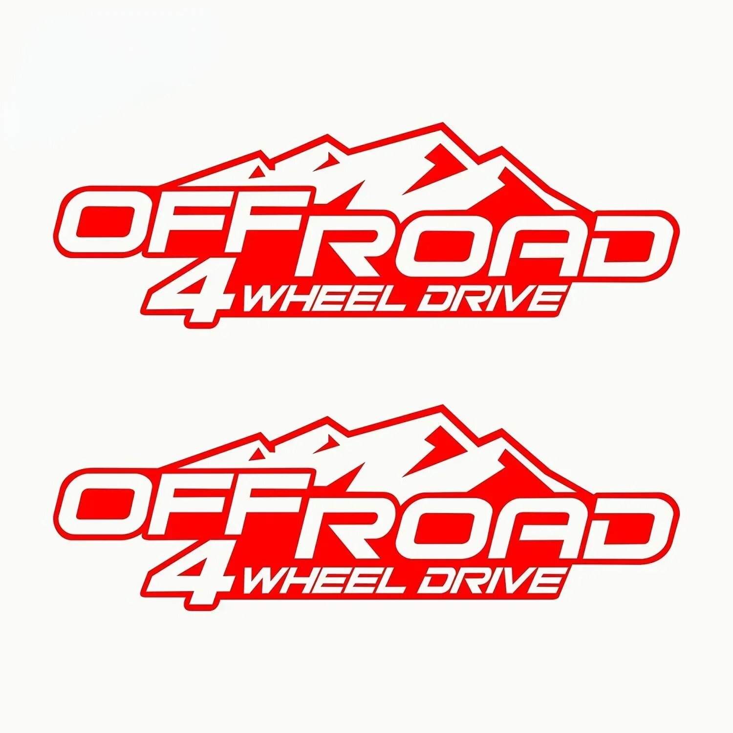 Красная наклейка "Offroad 4WD" на автомобиль