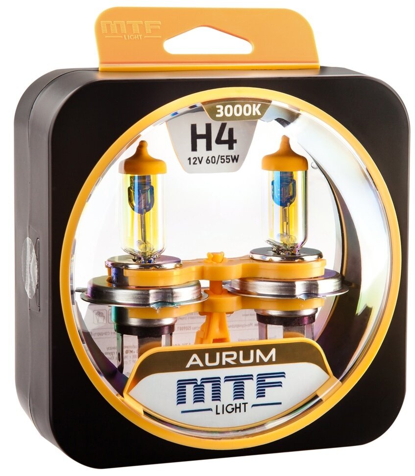 Галогенные автолампы MTF Light серия AURUM H4, 12V, 60/55W
