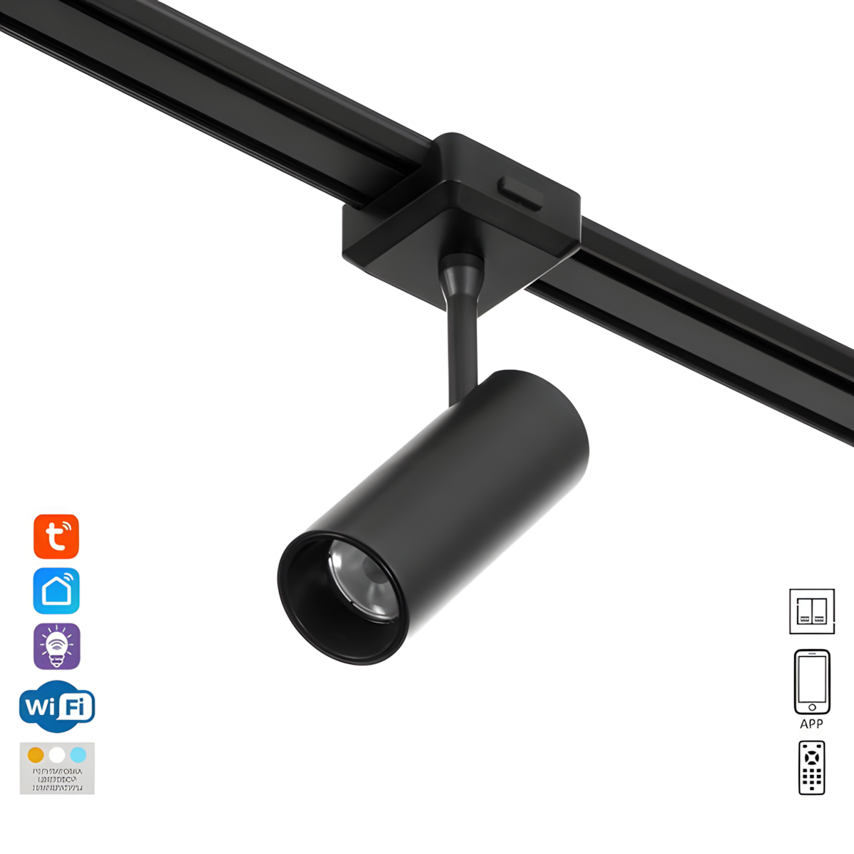 Светильник трековый SLIM "Цилиндр" LED 12Вт 3000K-6000К 48V CRI90 черный 4.5х11.3х13.4см