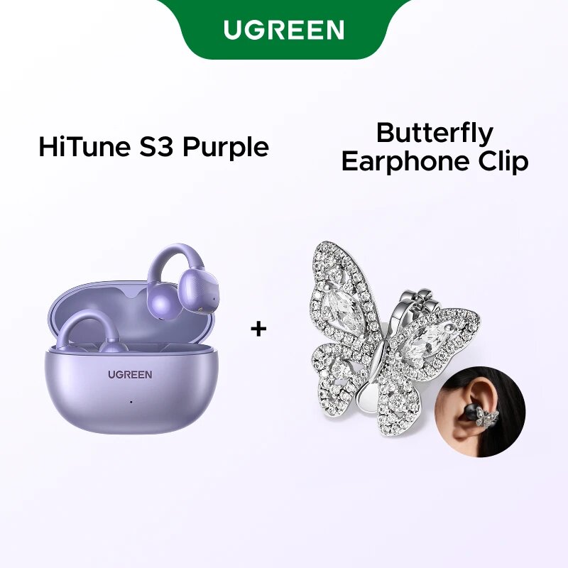 UGREEN HiTune S3 Purple с клипсой-бабочкой