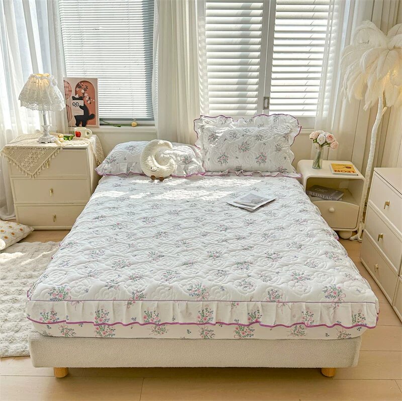 Encounter Flower Season A-Class Cotton Bed Skirt - 180x200cm, Дышащая и Анти-Скользящая