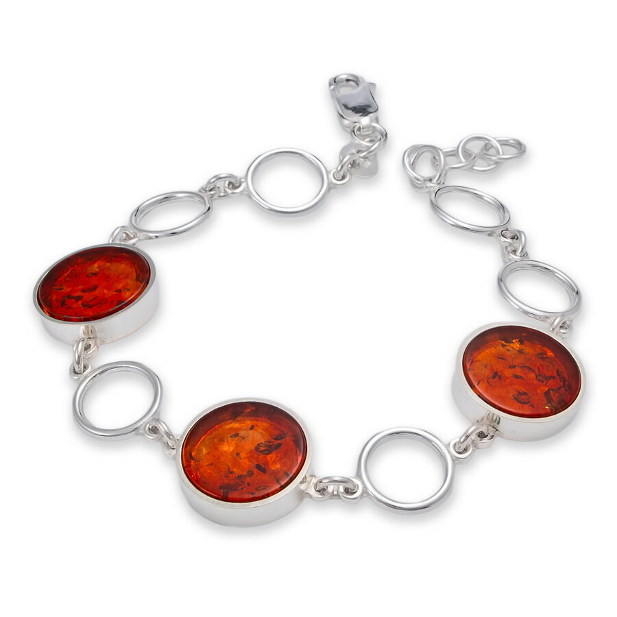 Жесткий браслет Amberprofi, серебро, 925 проба, янтарь