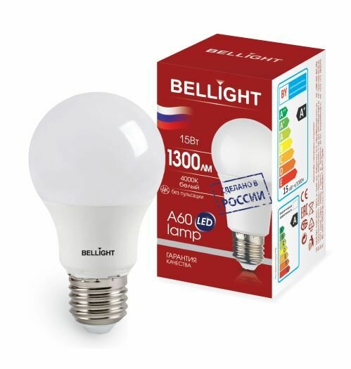 Лампа светодиодная led a60 220v/15w/e27 1300lm 4000к bellight